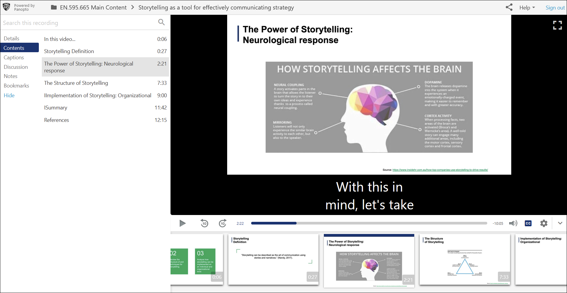 Viewing Course Videos in the Panopto Interactive Player – Johns Hopkins ...
